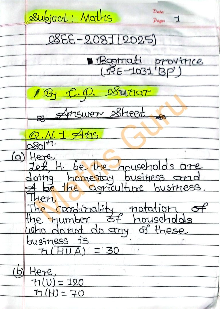 SEE Opt. Maths(Non-Technical) Question Paper 2081 with Solution - Maths ...